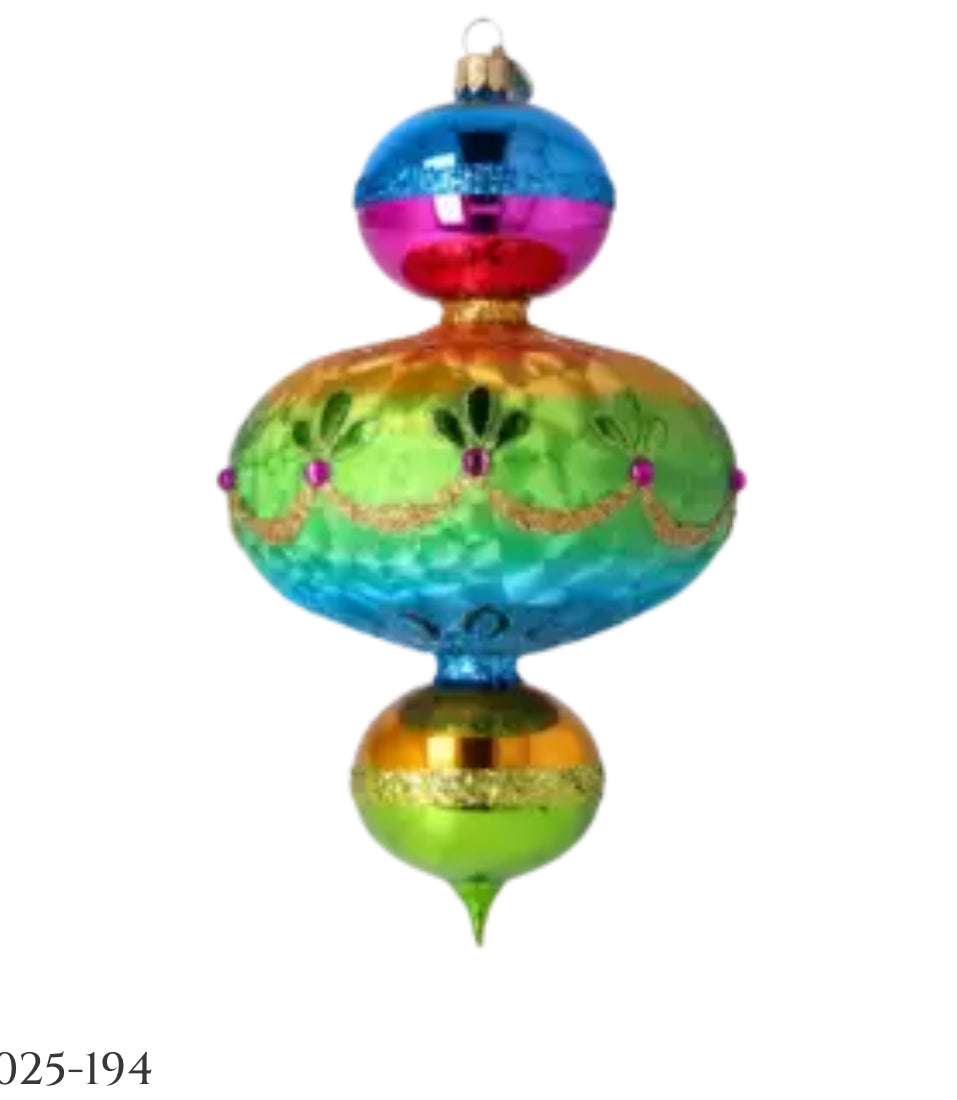 Festive Jewel glass hand-painted glass christmas ornament – E & C Creations